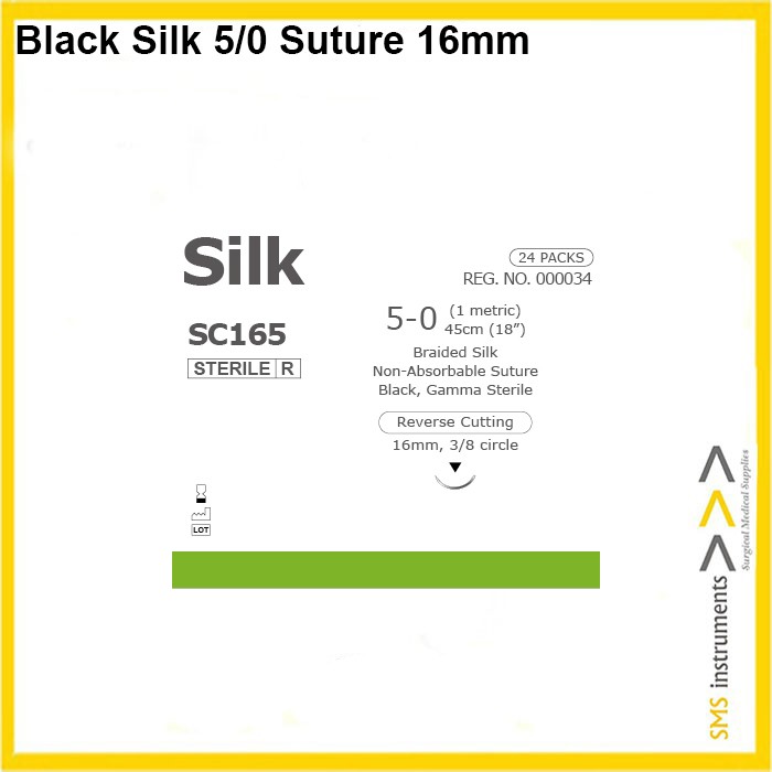 Black Silk 5/0 Surgical Suture | Nylon Blue Monofilament | SMS Surgical ...