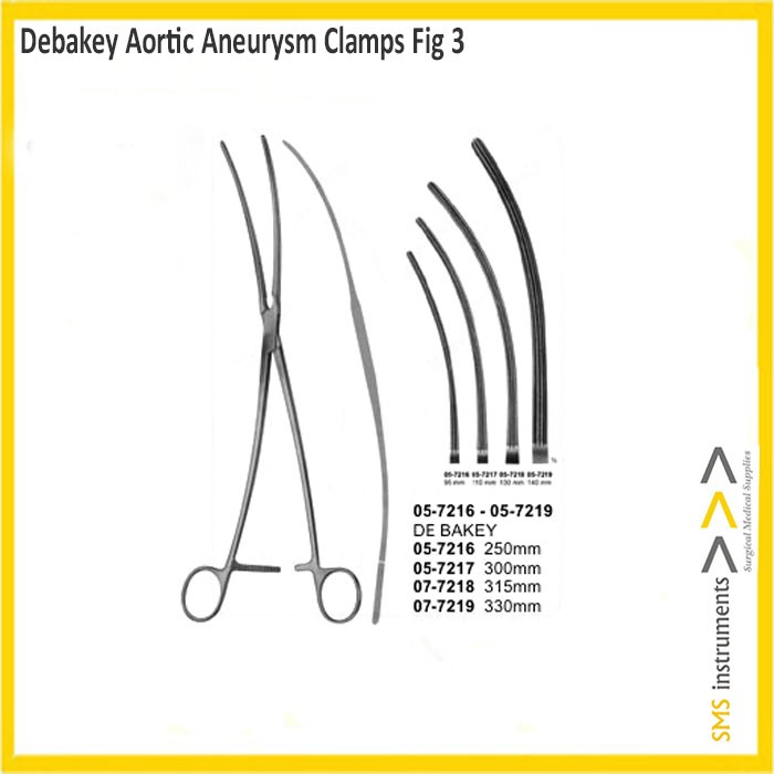 Debakey Aortic Aneurysm Clamps | Vascular Surgery | SMS Instruments