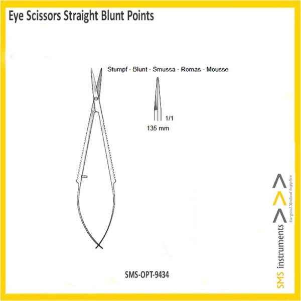 Eye Scissors Straight Blunt Points | SMS Ophthalmology Instruments