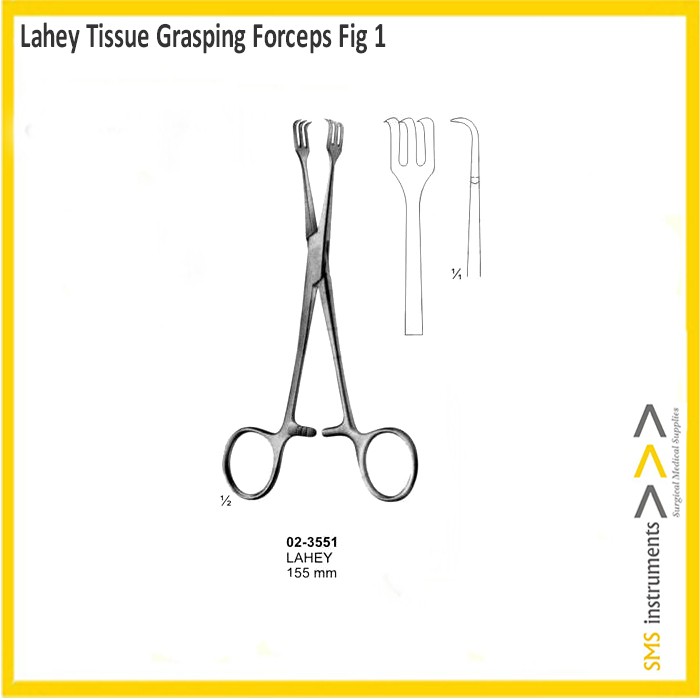 Lahey Tissue Grasping Forceps 3x3 Sharp Teeth Tissue Holding