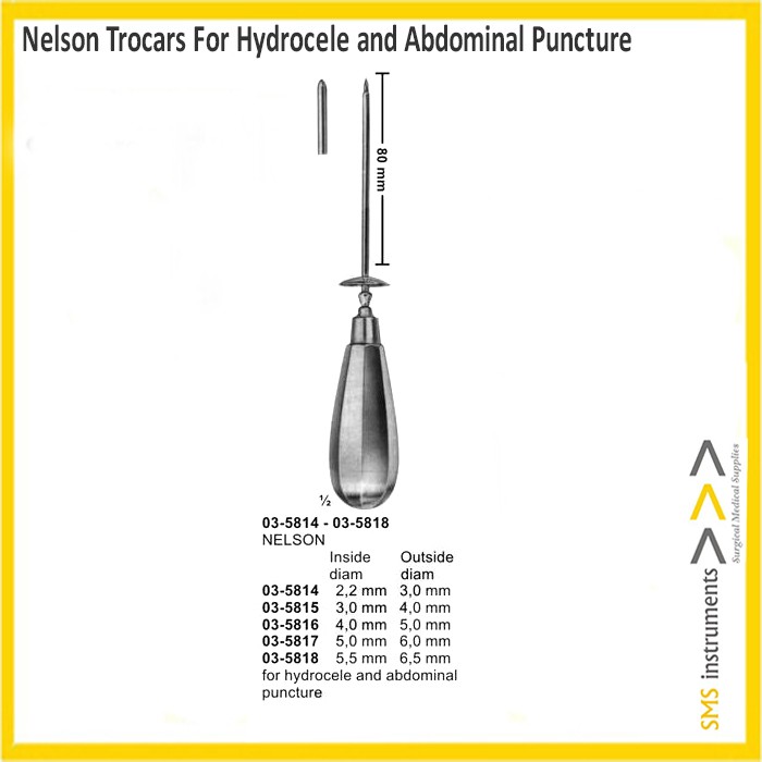 Nelson Trocars for Hydrocele and Abdominal Puncture